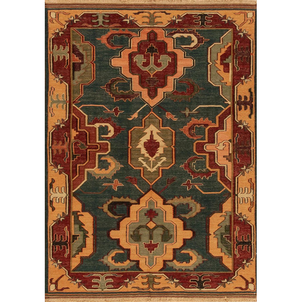 Samad Rugs Discovery Flatweave Wool Southwestern Area Rug in Green/Red ...