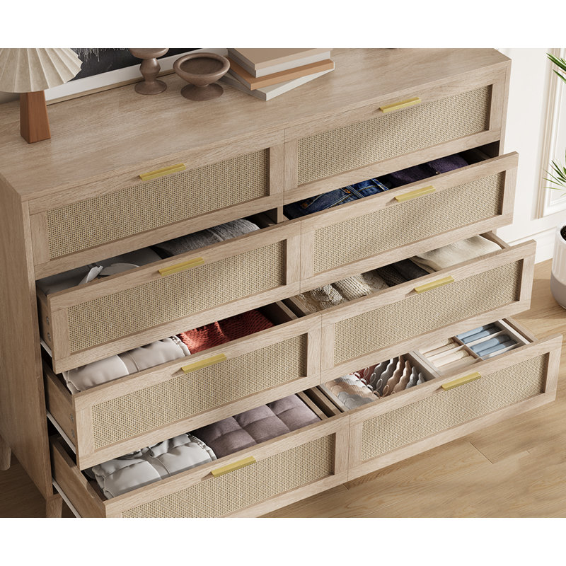 Bay Isle Home™ Particleboard Natural Rattan 8-drawer Rattan Chest | Wayfair