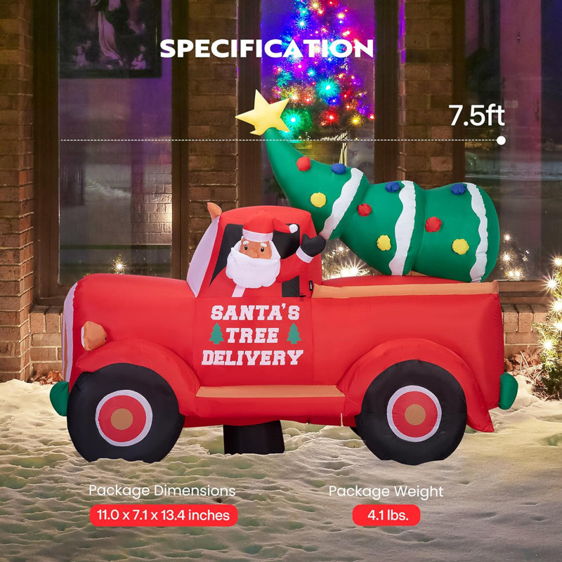 The Holiday Aisle® Emila Outdoor Lighted Christmas Inflatable Santa on ...