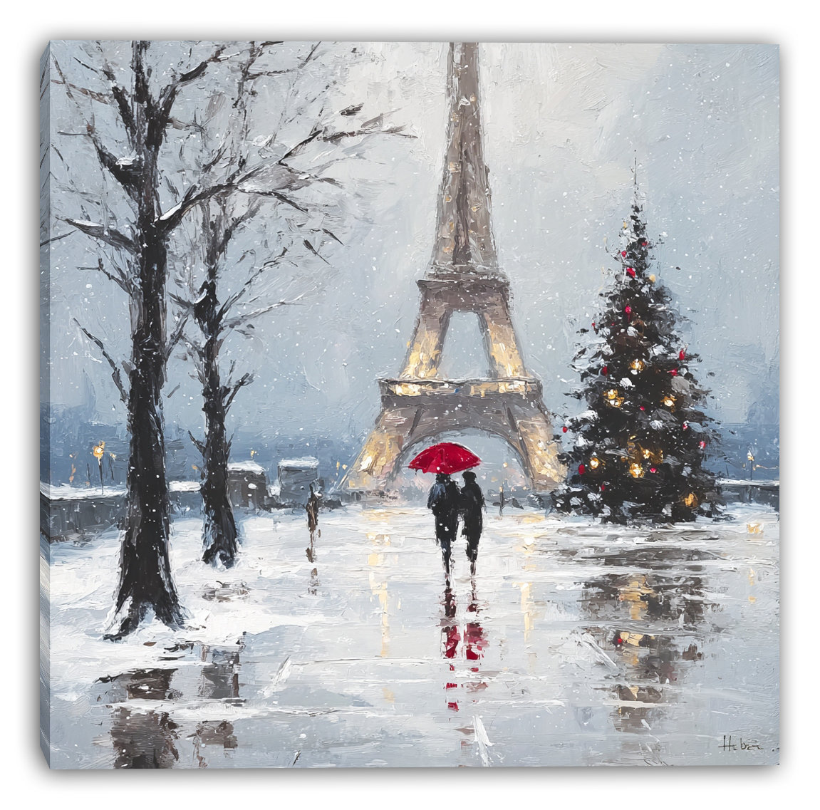Winston Porter Christmas Eve in Paris Wrapped Canvas Wall Art | Wayfair