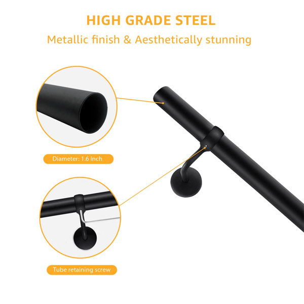 Extension 3.3FT Stair Railing Steel Hand Railings for Stairs Indoor ...