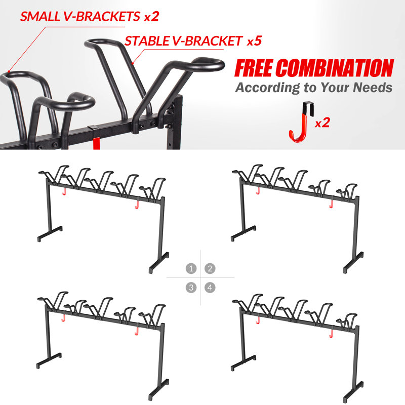 Arlmont & Co. Ravinath Steel Free-standing Adjustable Bike Rack, 5 ...