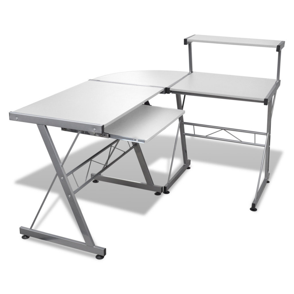 Ebern Designs L-Shaped Metal Base Computer Desk & Reviews | Wayfair