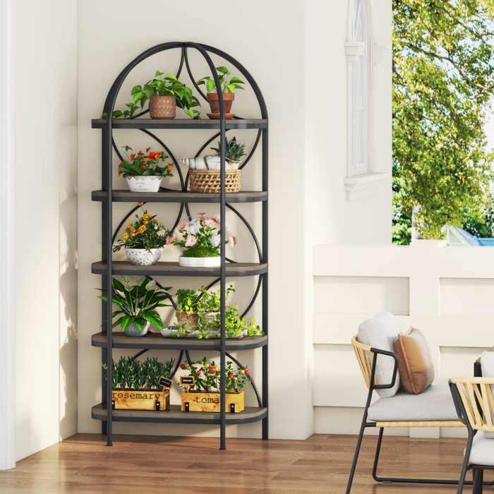 Wildon Home® Alumbaugh 5 Tier Wooden Arch Storage Display Shelving Unit ...