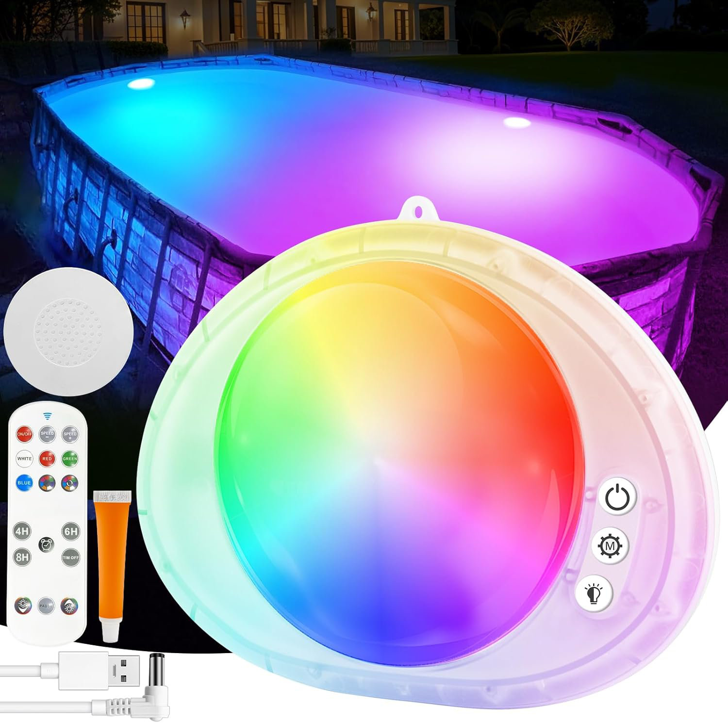 Zeki Shoggy Rechargeable Pool Lights, 2025 Upgraded Underwater ...