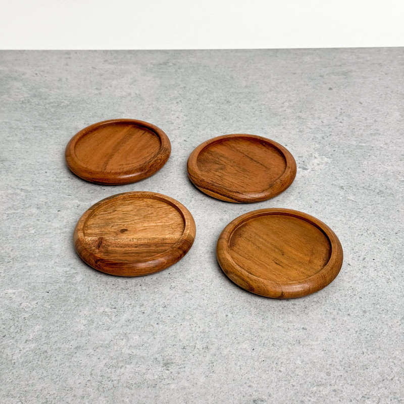 Millwood Pines Set of 4 Round Acacia Wood Coasters | Wayfair