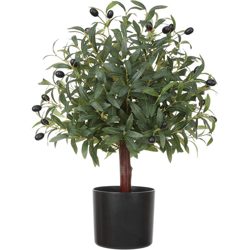 Dakota Fields 25” Tall Artificial Olive Topiary Ball Tree with Leaves ...