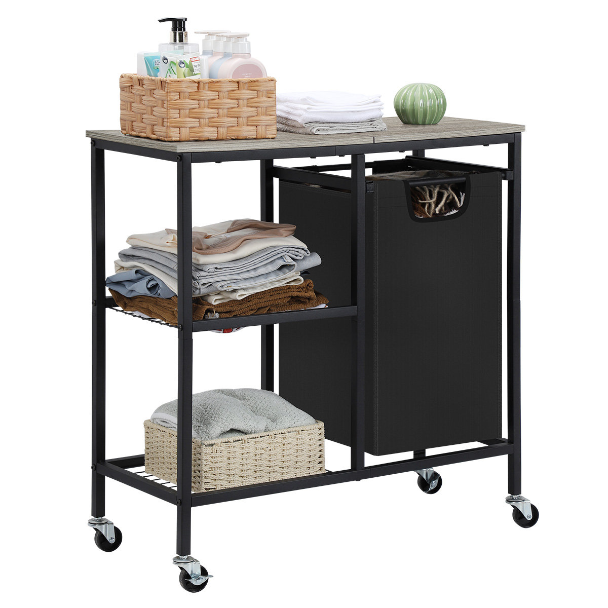 zenco homegoods Free Standing Laundry Cart with Wheels | Wayfair
