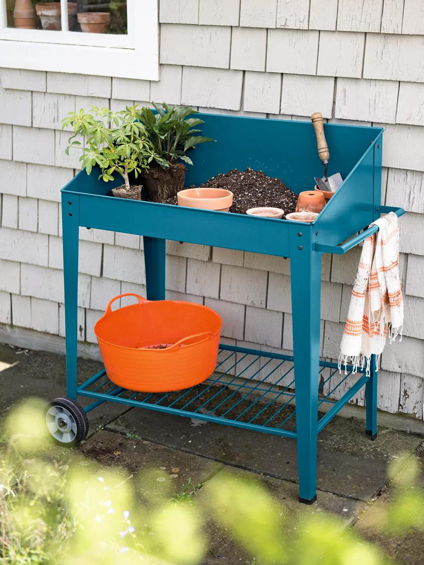 Arlmont & Co. Suezette Powder Coated Steel Potting Bench | Wayfair