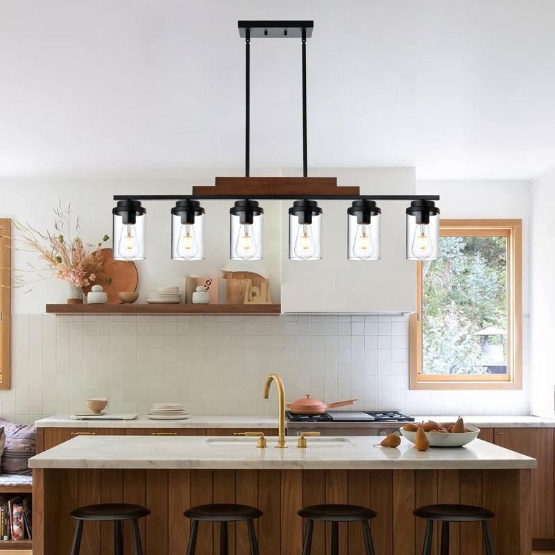 17 Stories 6-Light Dining Room Light Fixture,Black Farmhouse Chandelier ...