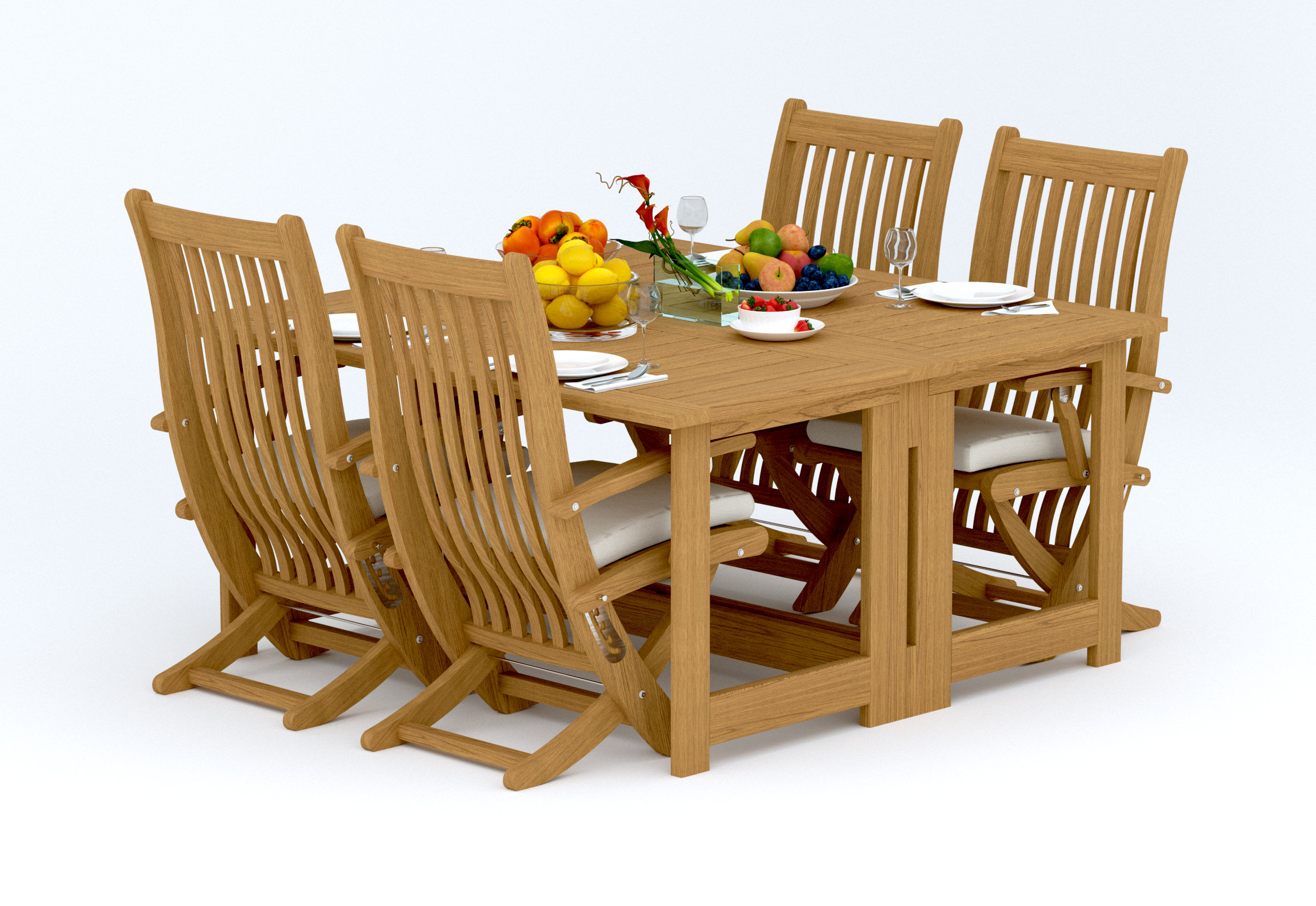 Teak Smith Warwick Square 59'' L Outdoor Table Set | Wayfair