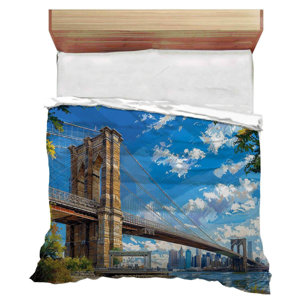 VisionDecor Brooklyn Bridge Bedding Landmark Comforter Scenic View ...