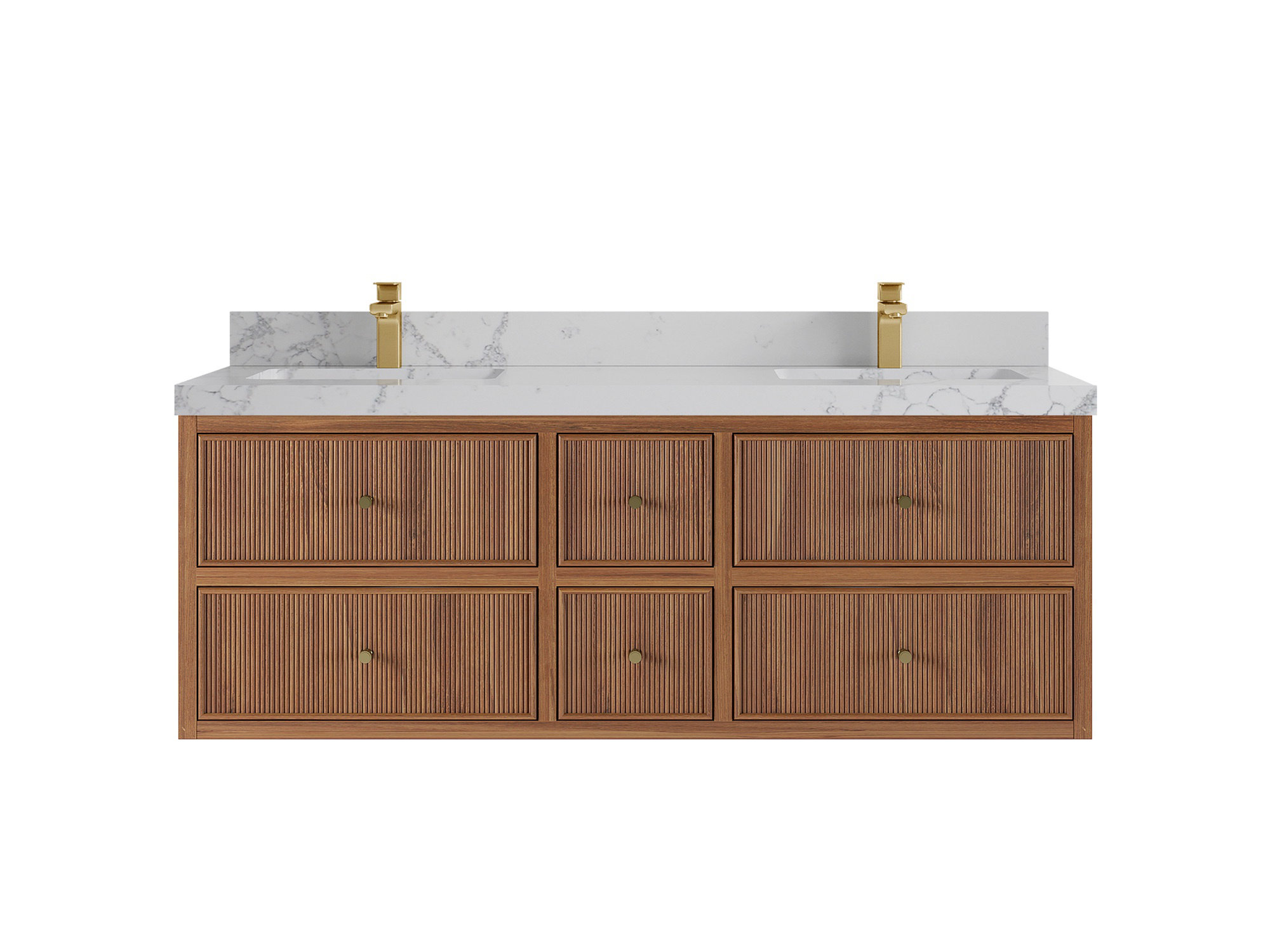 Willow Collections Sonoma Floating Teak 60'' Double Bathroom Vanity ...