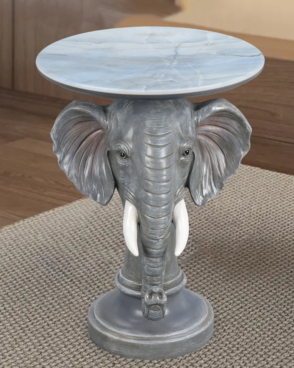 Dakota Fields Elephant Bust End Table, Artistic Side Table for ...