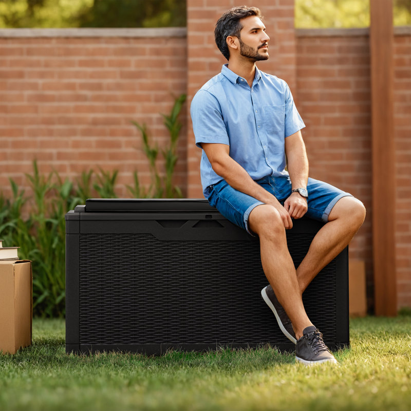 GUNJI 100 Gallons Water Resistant Resin Lockable Deck Box & Reviews ...