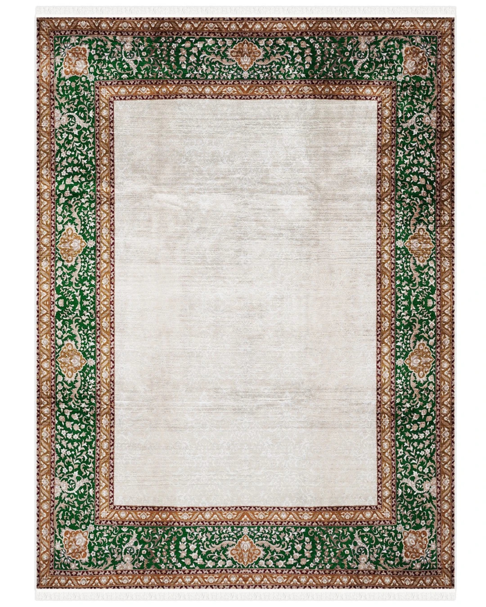 Bungalow Rose Dominik Oriental Design Cream Green Carpet Machine Made ...