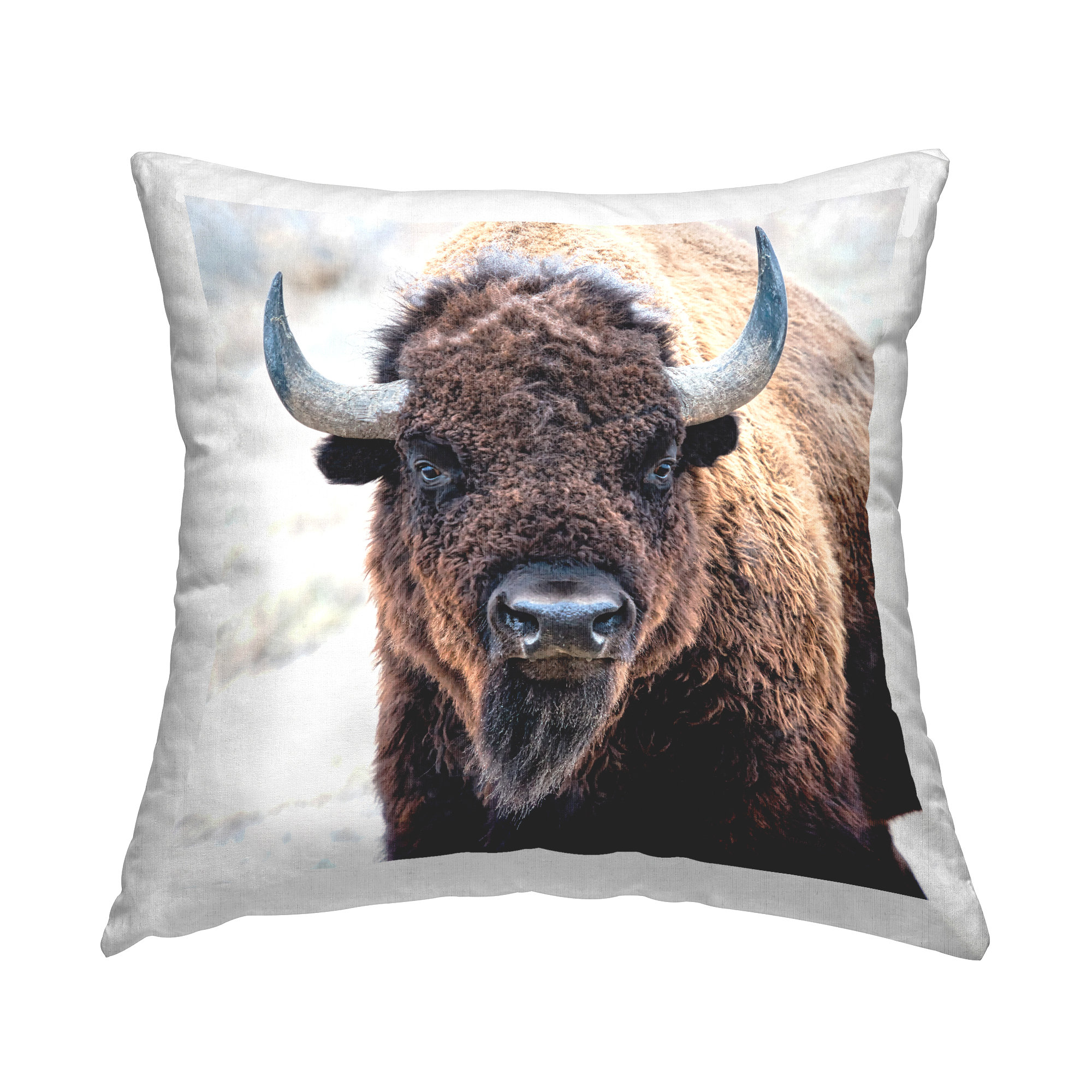 Stupell Industries Bison Wildlife Portrait Printed Throw Pillow Design ...