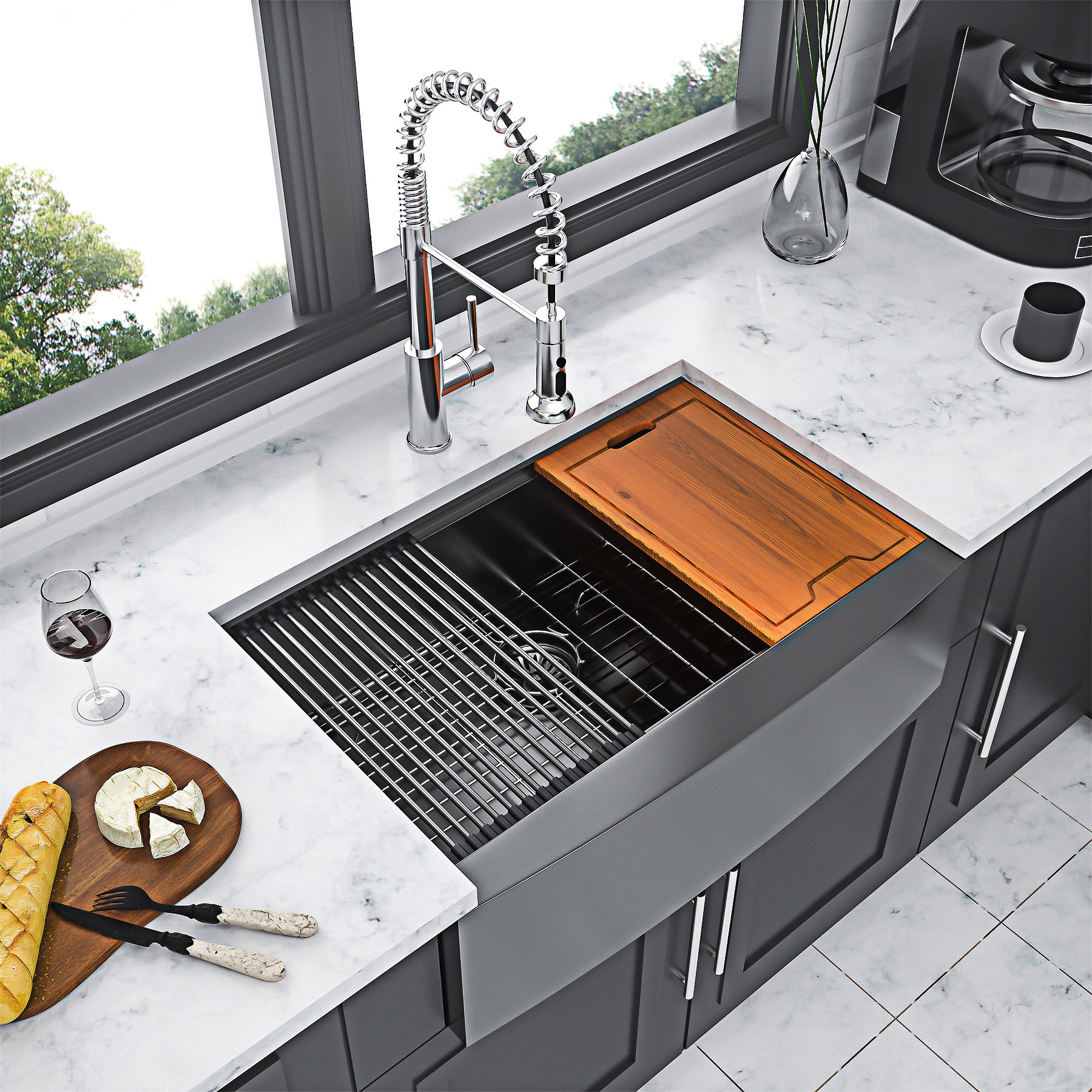 Goodeed Farmhouse Apron Front Kitchen Sink | Wayfair