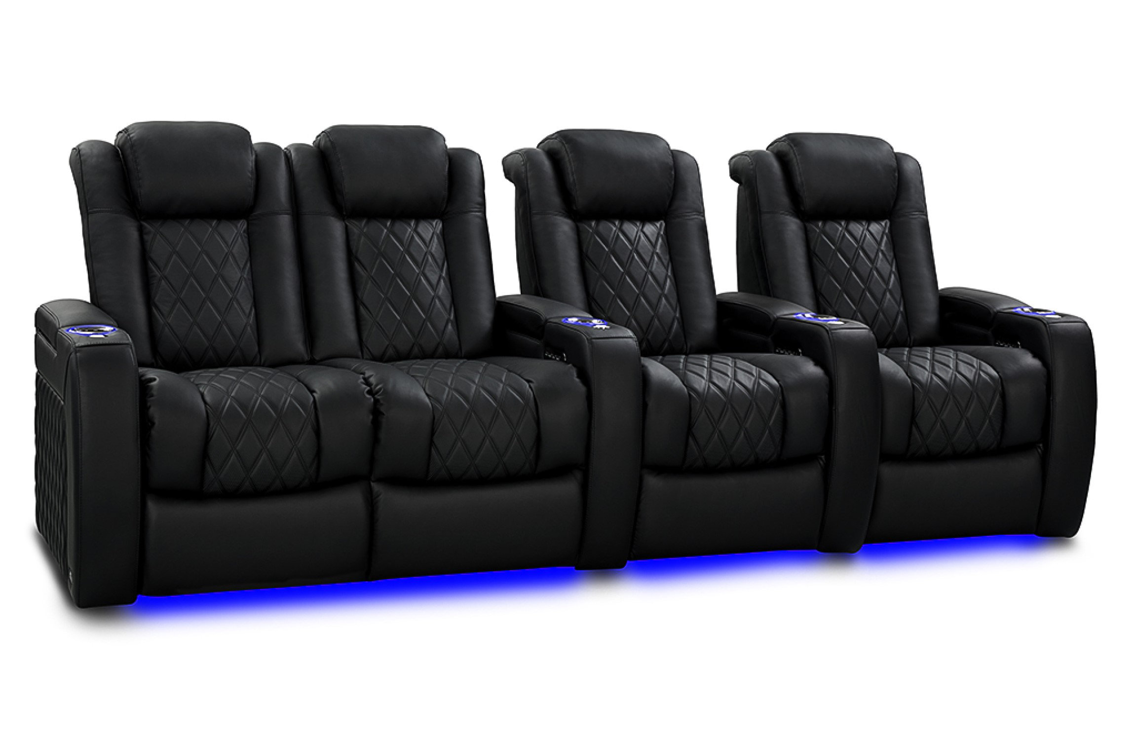 Valencia Theater Seating 112" Wide Genuine Leather Home Theater Seating ...