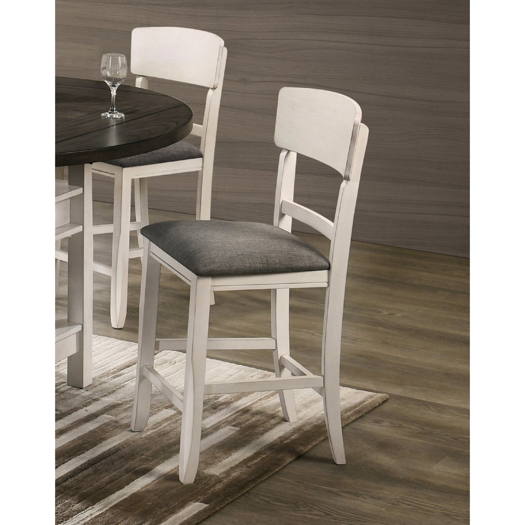 Latitude Run® Brown Upholstered Counter Height Dining Chairs With Grey ...