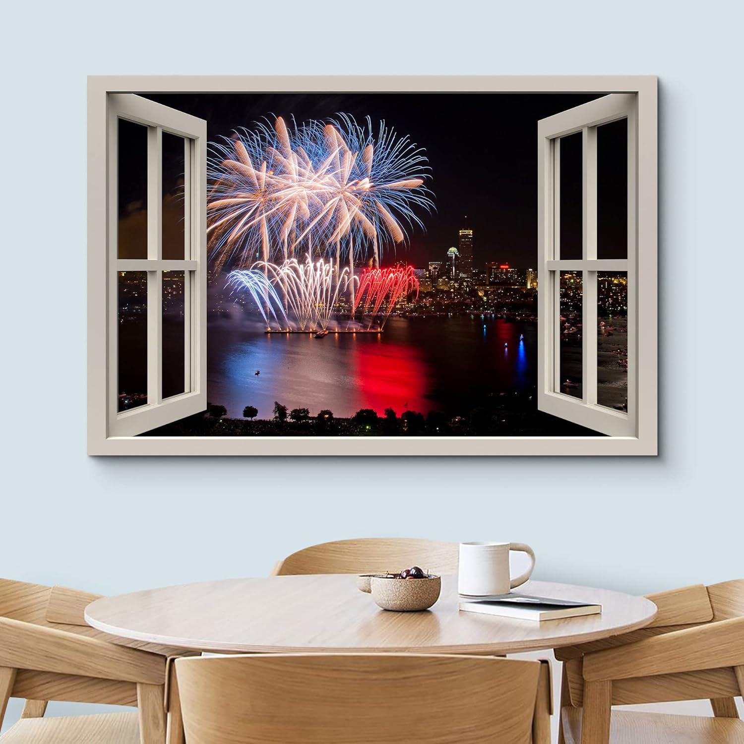 IDEA4WALL Window Scenery " Window View 4th Of July NYC Harbor Fireworks ...
