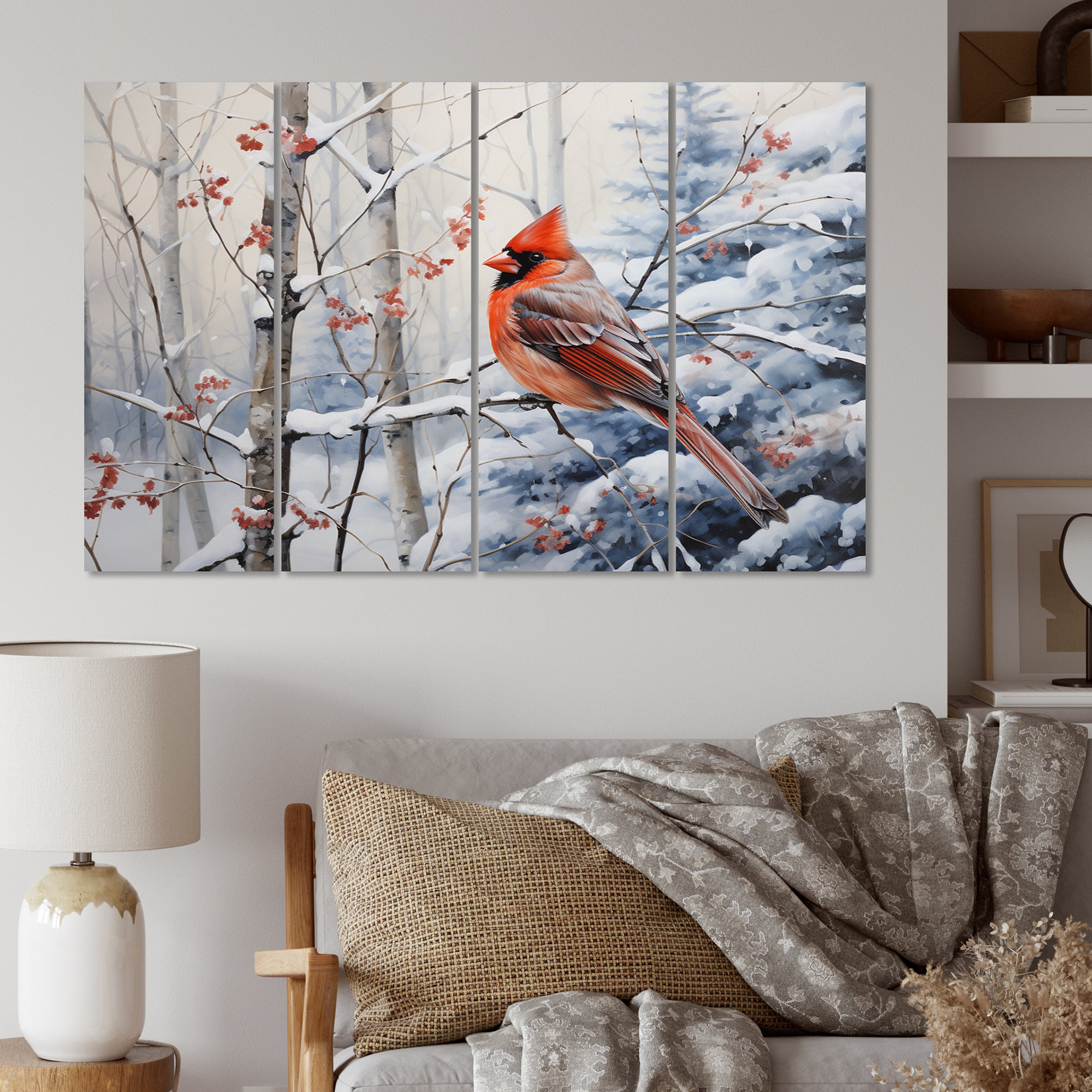Design Art Canada Red Cardinal Bird Winter Wonderland I - Animals ...