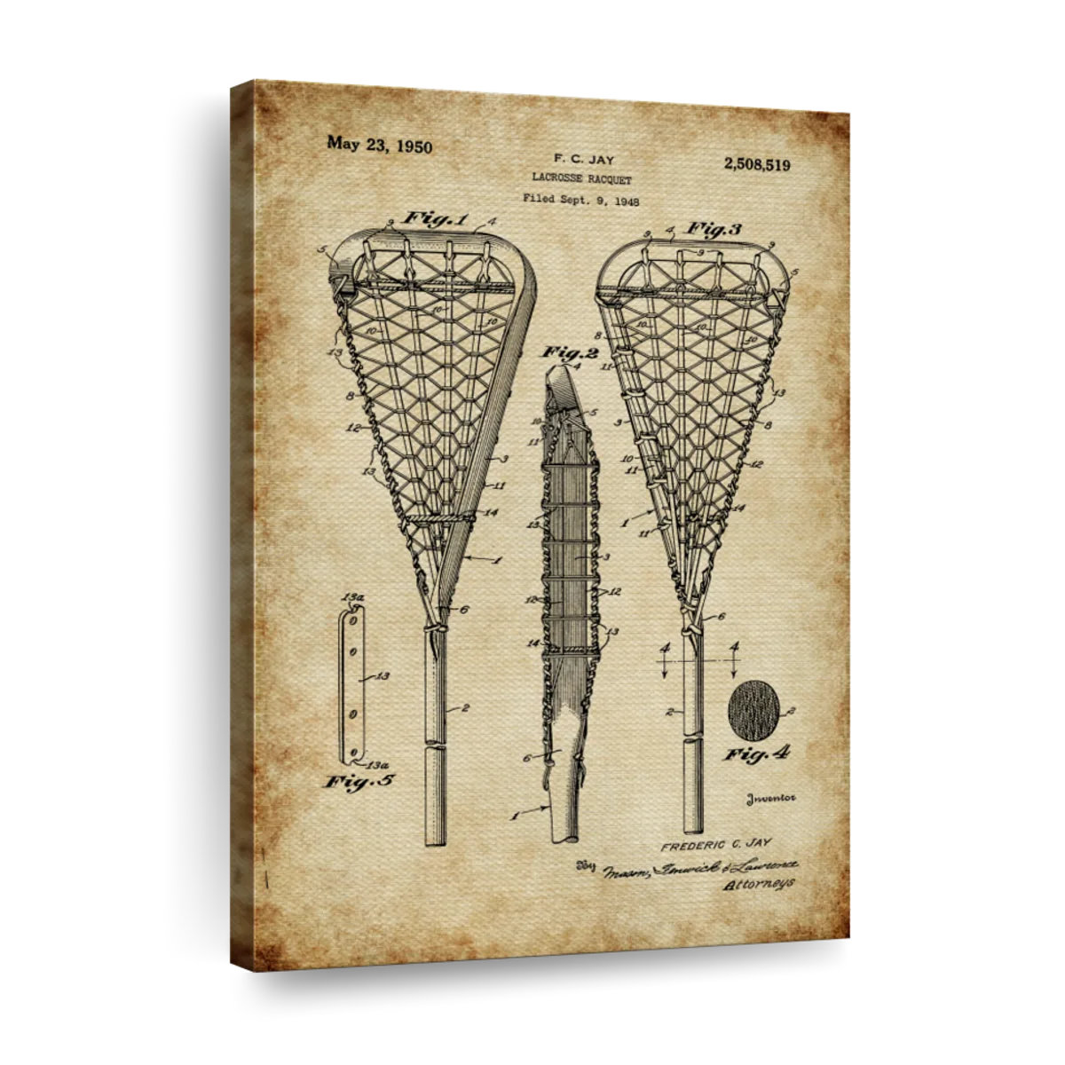 Williston Forge Lacrosse Racquet Patent - Wrapped Canvas Print ...