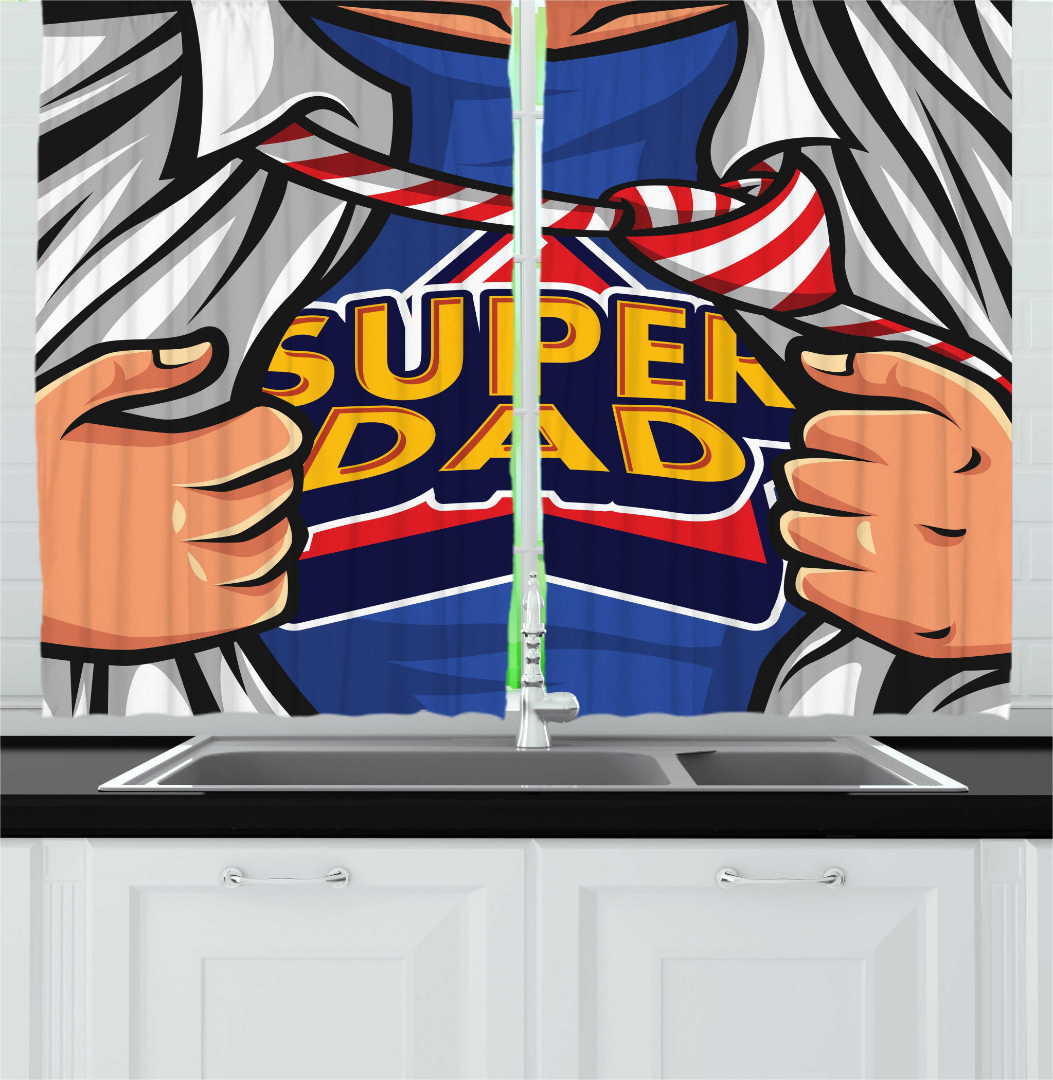 Ambesonne 2 Piece Father's Day Cartoon Style Human Chest Scene Wearing ...