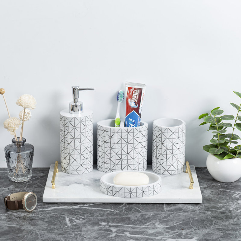Ebern Designs Nilsen 4 Piece Bathroom Accessory Toothbrush Holder Sets ...