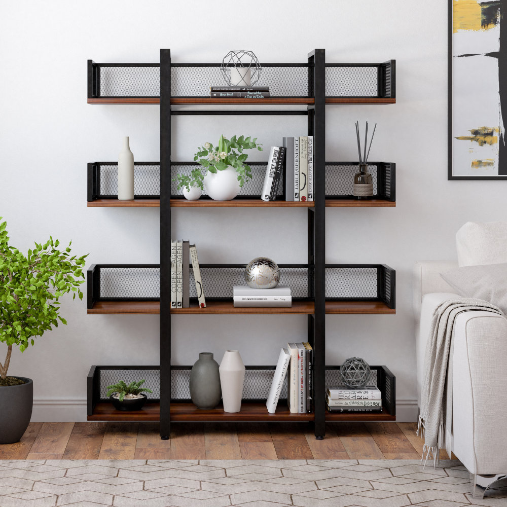 17 Stories Ploof 47.24'' H x 59'' W Solid Wood Library Bookcase ...