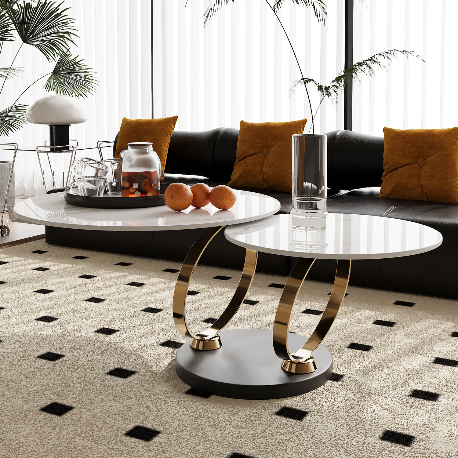 Everly Quinn Modern Double Rotating Round Coffee Table - Snow-White ...