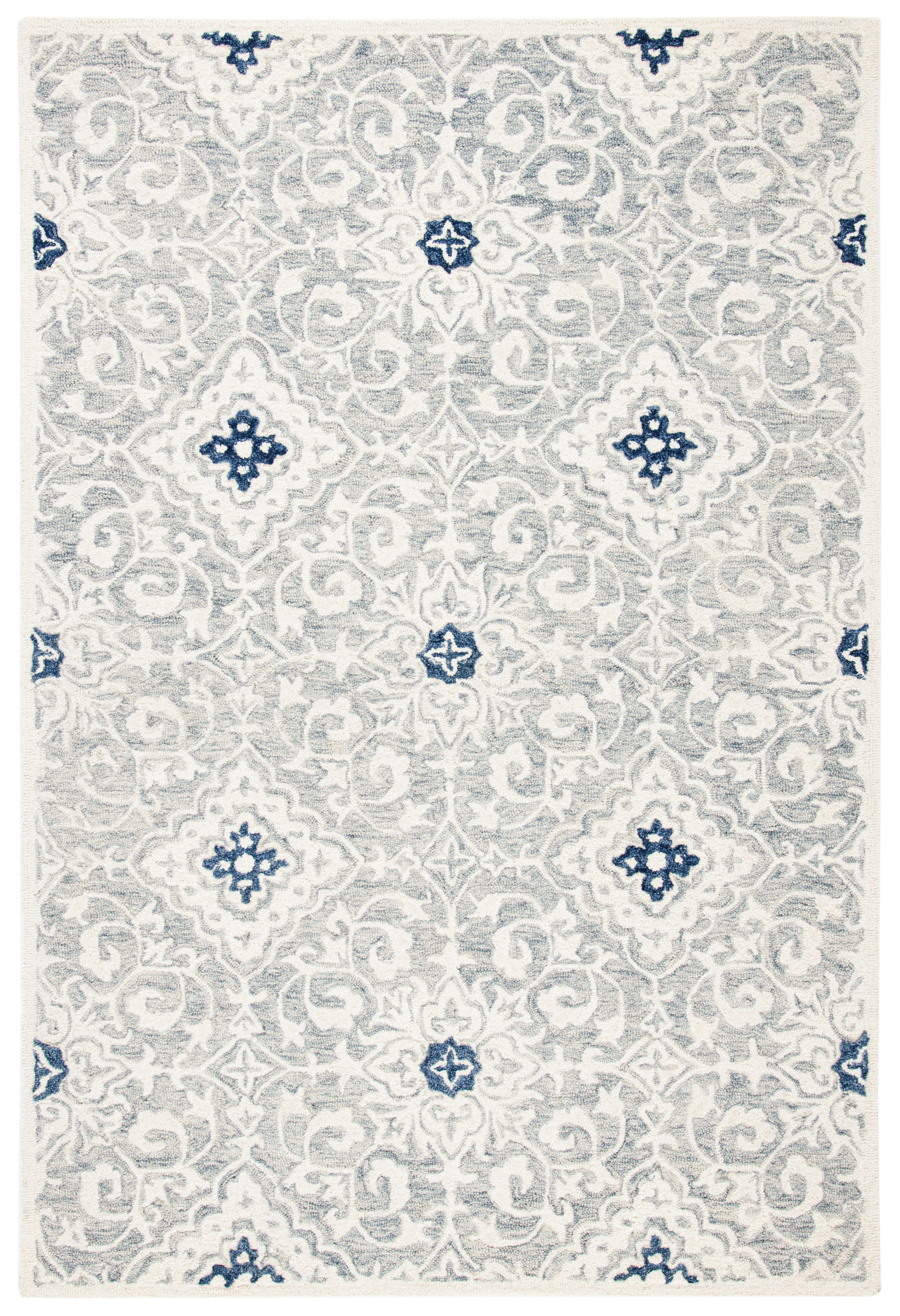 Winston Porter Freemont Damask Handmade Tufted Wool Ivory Area Rug ...