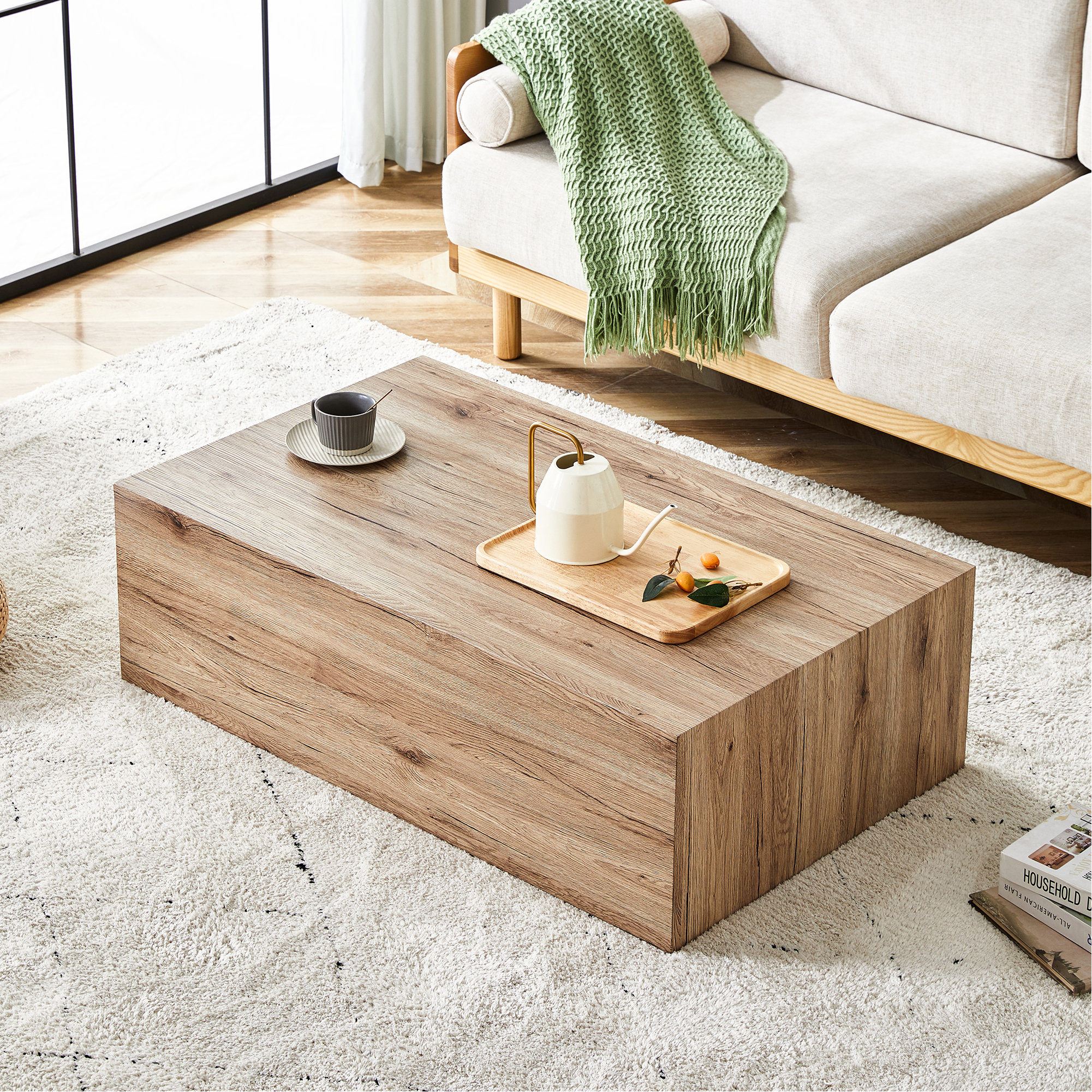 Millwood Pines Wooden Coffee Table, Modern Style Accent Table, Modern ...
