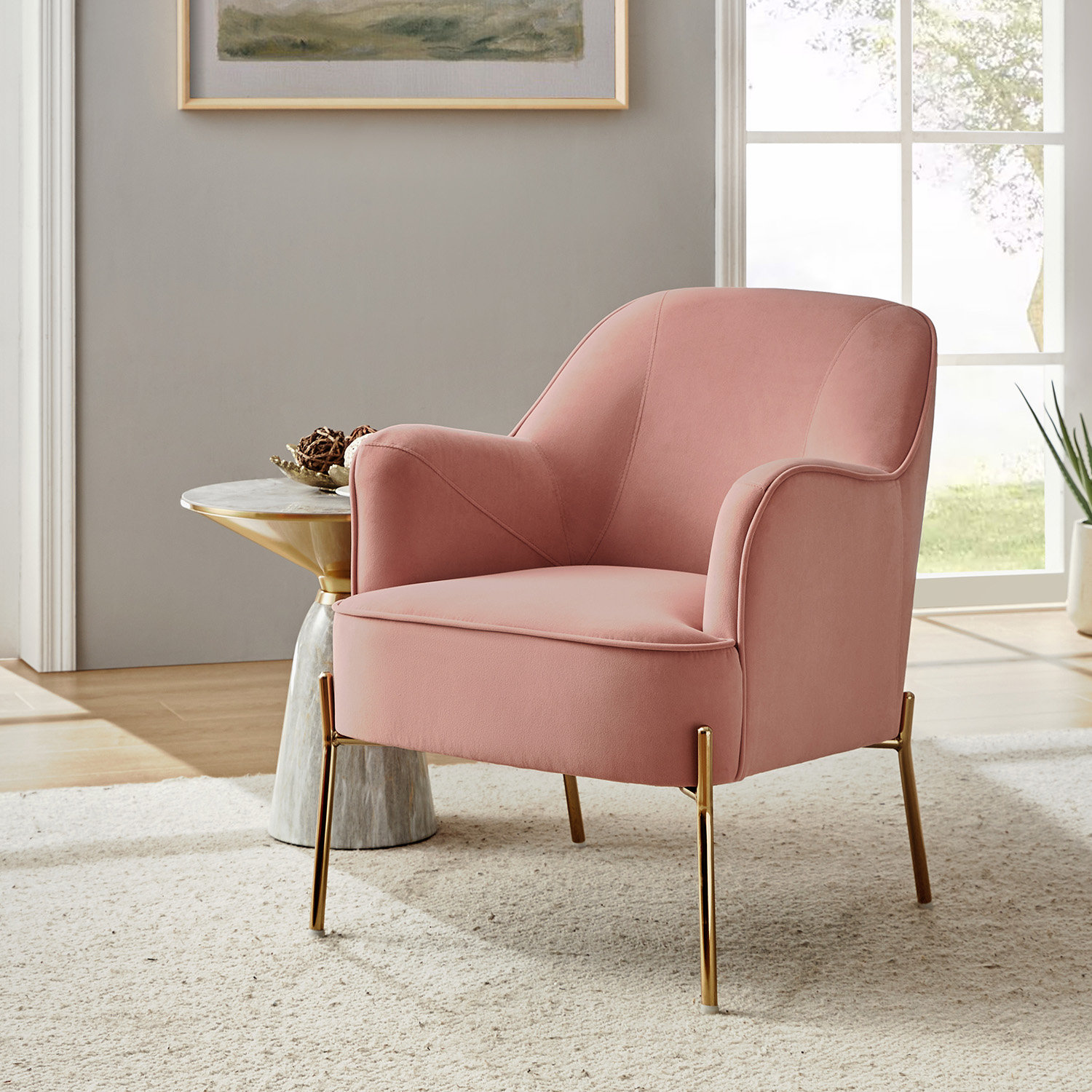 Etta Avenue™ Cleo 26" Wide Contemporary Chair with Recessed Arms ...