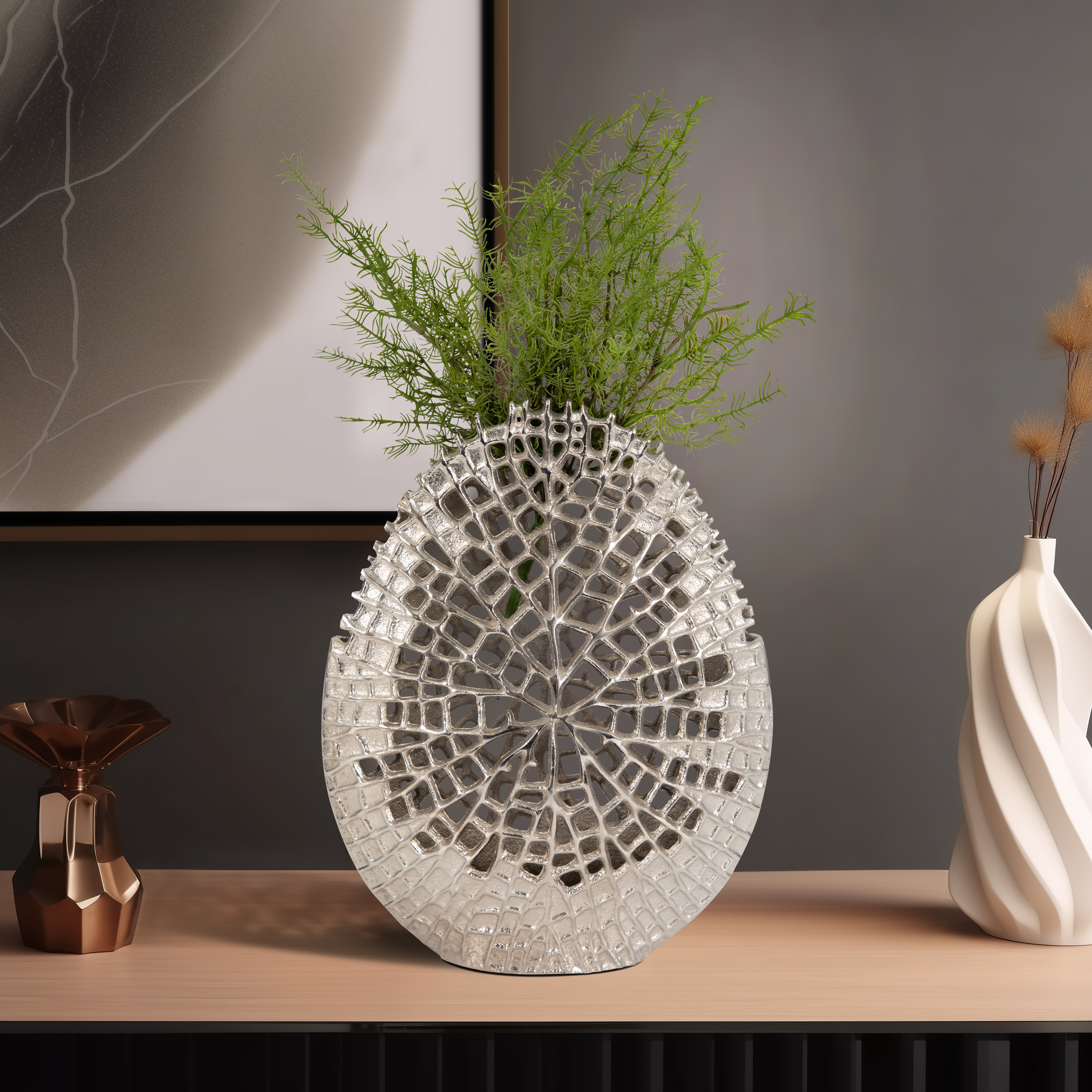 Mercer41 Decorative Aluminum Vase with Organic Cutout Design Sculptural ...