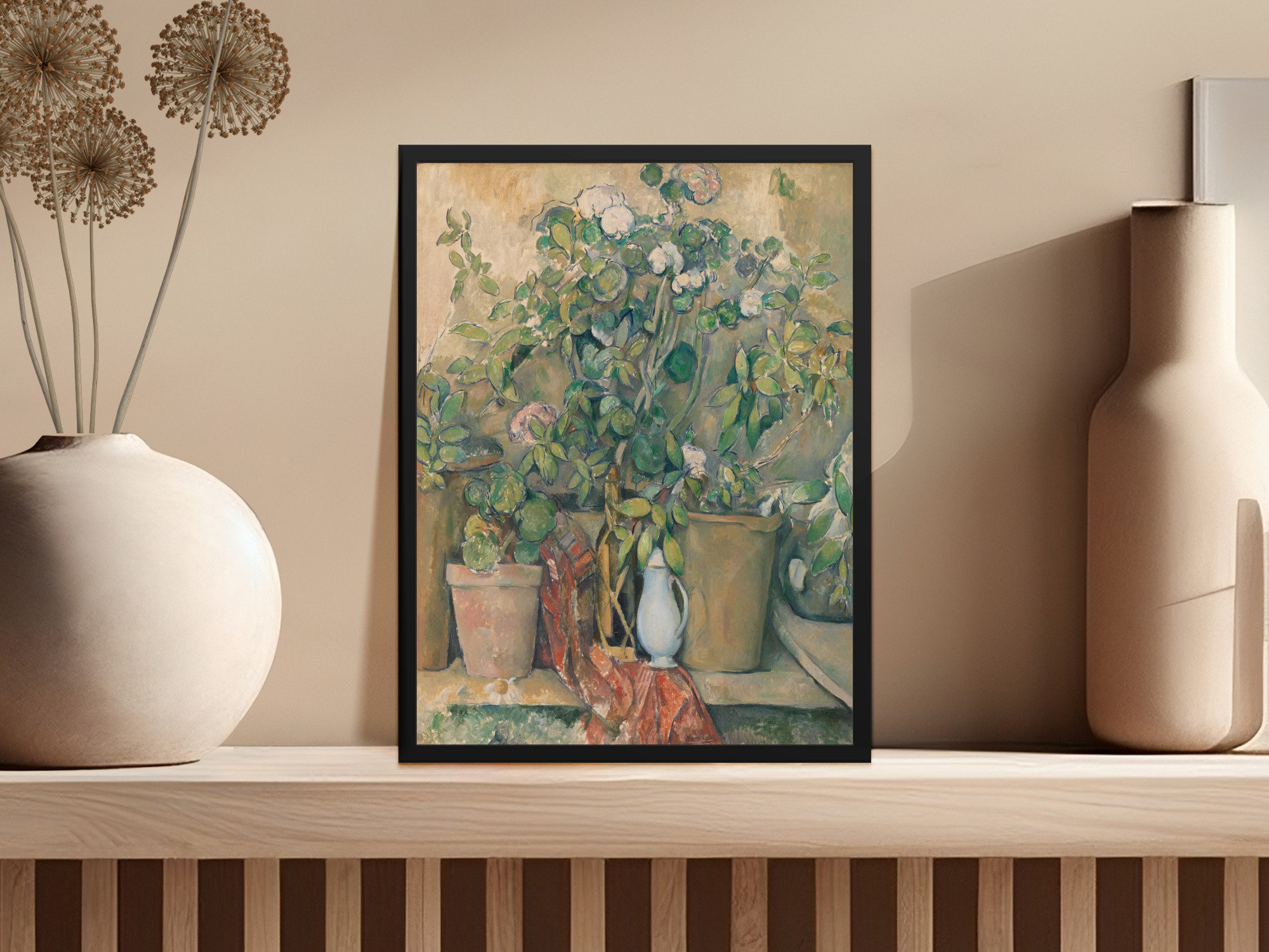 Lark Manor Flower Pots Still Life Painting Artistic Home Decor Framed ...
