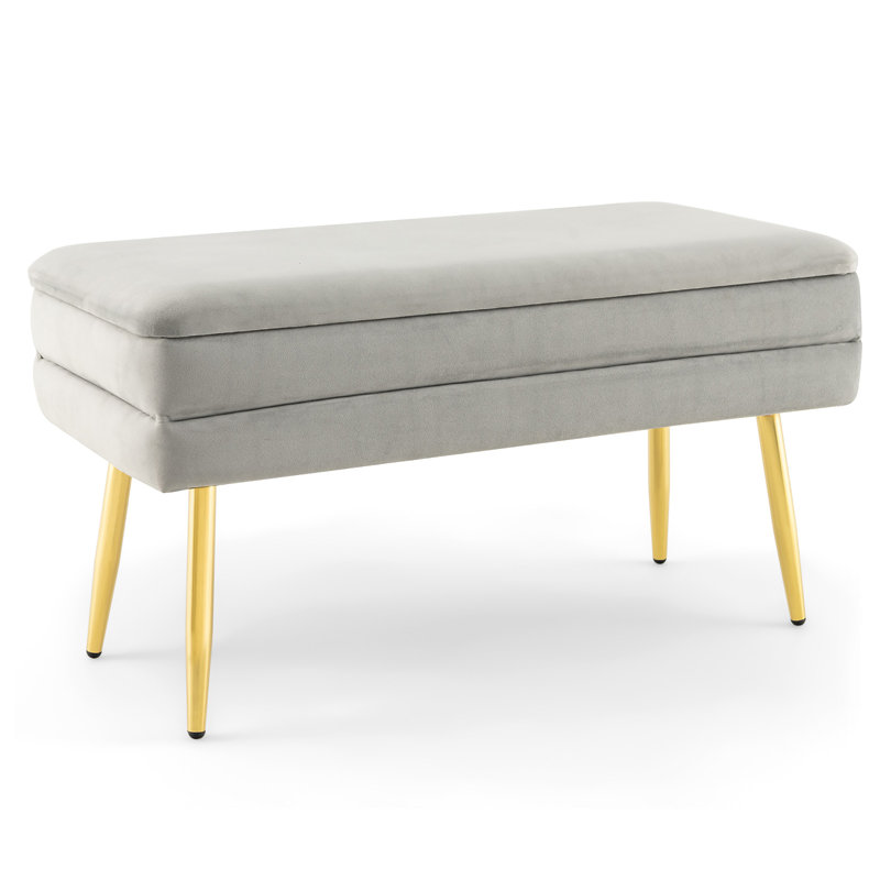 Ebern Designs Velvet Upholstered Storage Bench Bedroom Ottoman Bench W ...