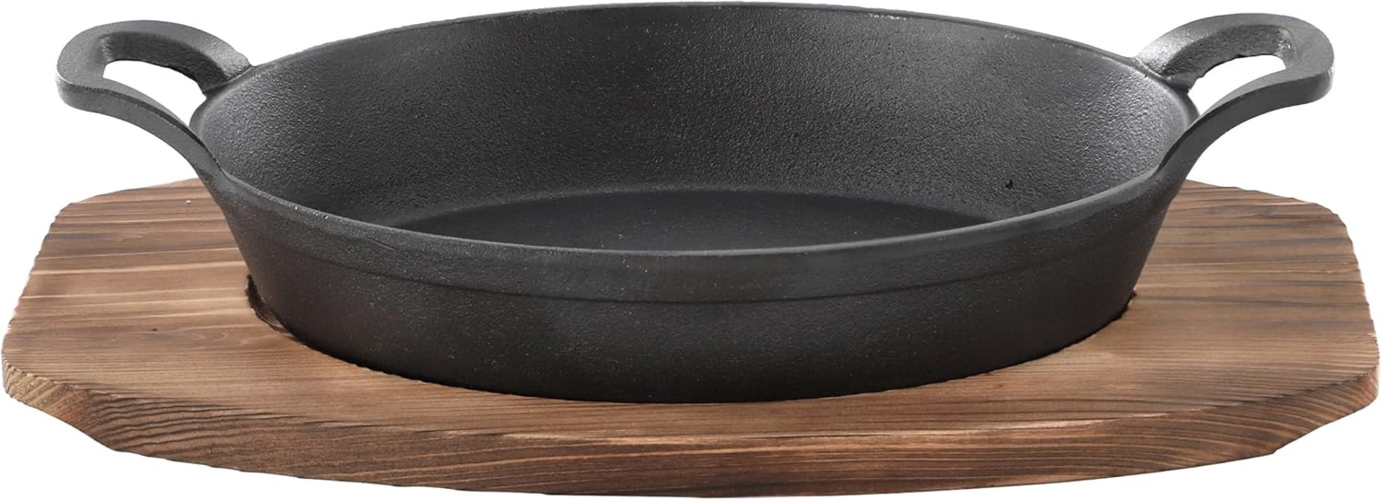 ORIXFORCE Mini Cast Iron Oval Pan With Wood Serving Tray – Single-serve ...