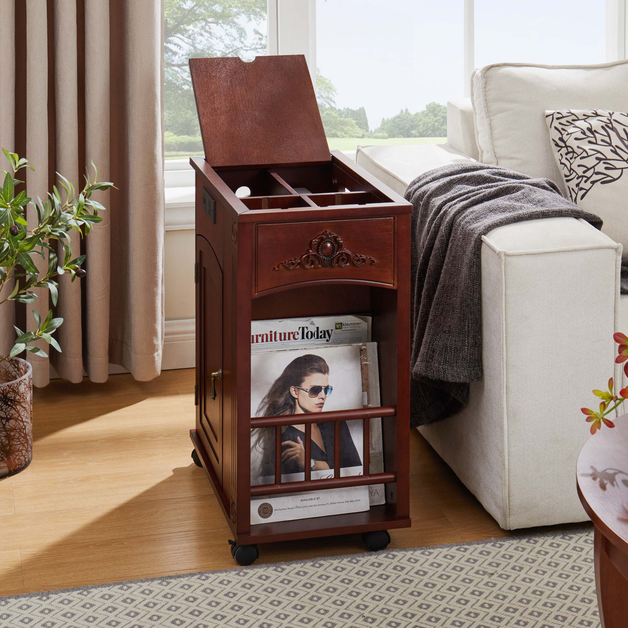 Lark Manor™ Powered Traditional End Table With Charging Station,Narrow ...