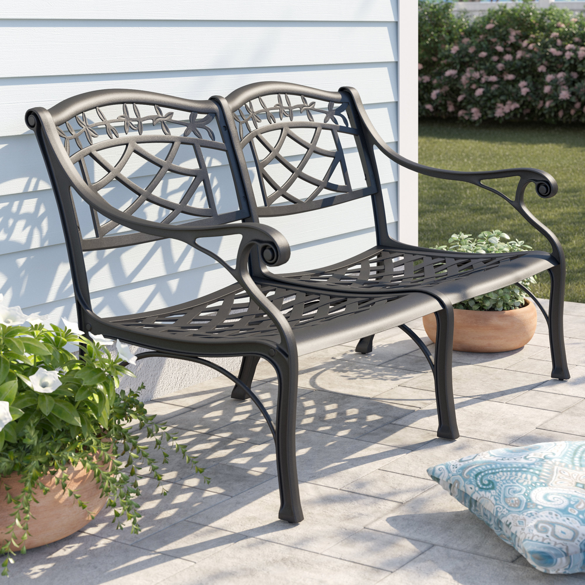 Astoria Grand Polebridge Metal Outdoor Bench & Reviews | Wayfair
