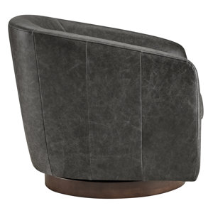 AllModern Bennett Genuine Leather Swivel Barrel Chair & Reviews | Wayfair