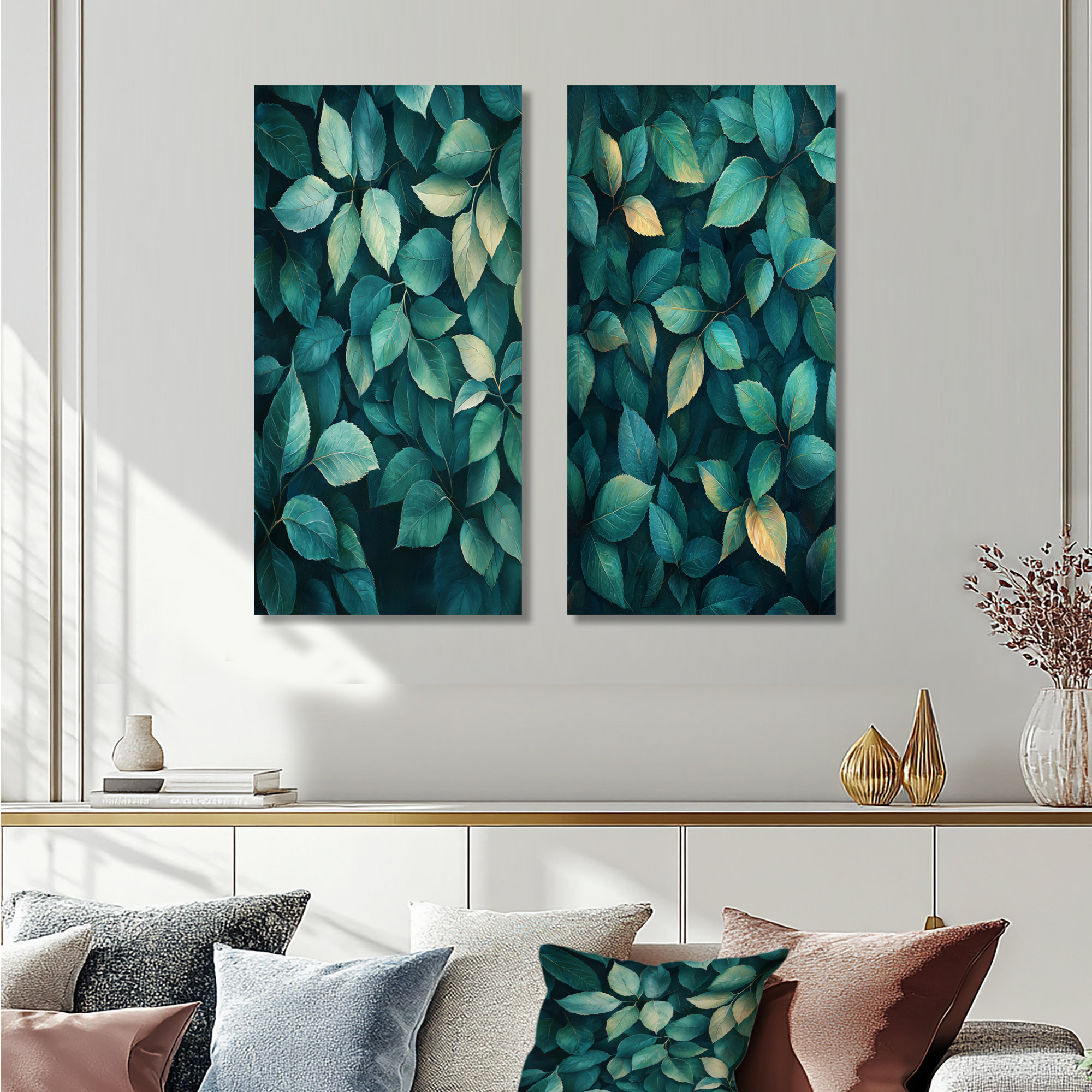 Latitude Run® Emerald Green Leaves Lush Layers I - Floral Wall Art 2 ...
