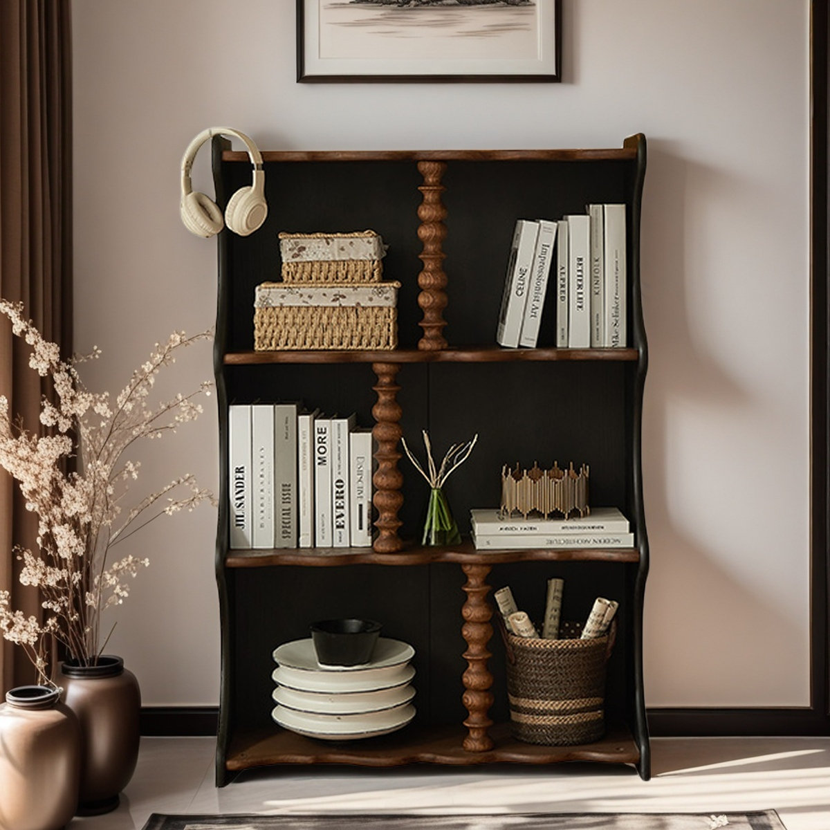 NICECABINET Vintage Red Oak Solid Wood Bookcase | Wayfair