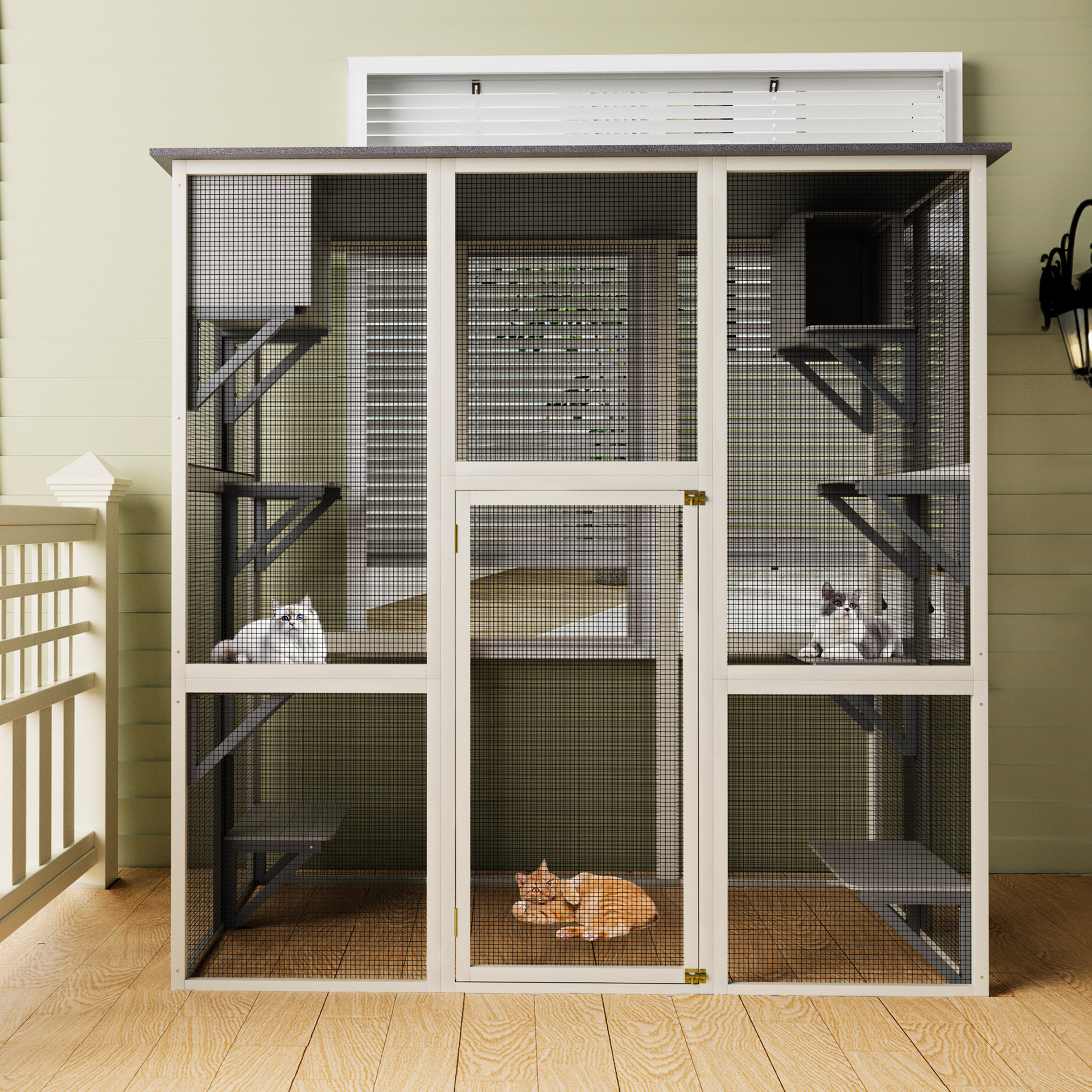 August Grove® Outdoor Gray Wooden , Asphalt Roof, 6 Jumping Platforms ...
