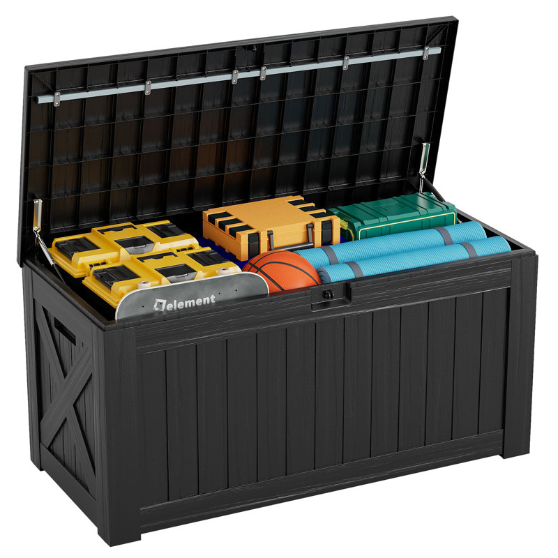 Furmax 120 Gallons Water Resistant Plastic Lockable Deck Storage Box ...
