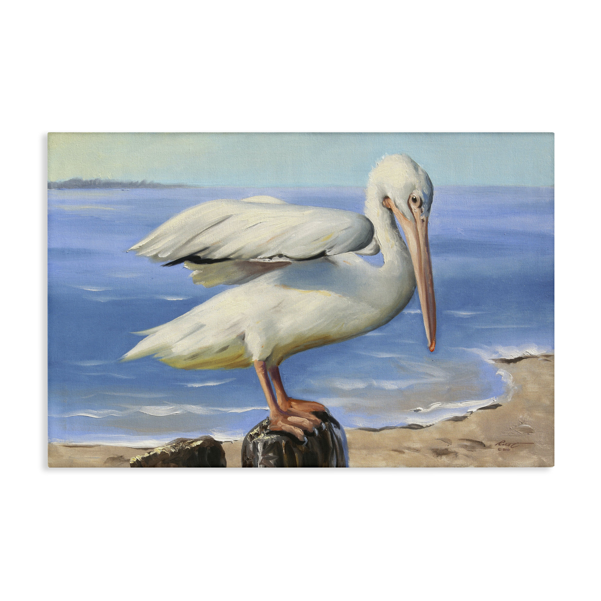 Highland Dunes Beach Scene Pelican Canvas Wall Art by D. Rust | Wayfair