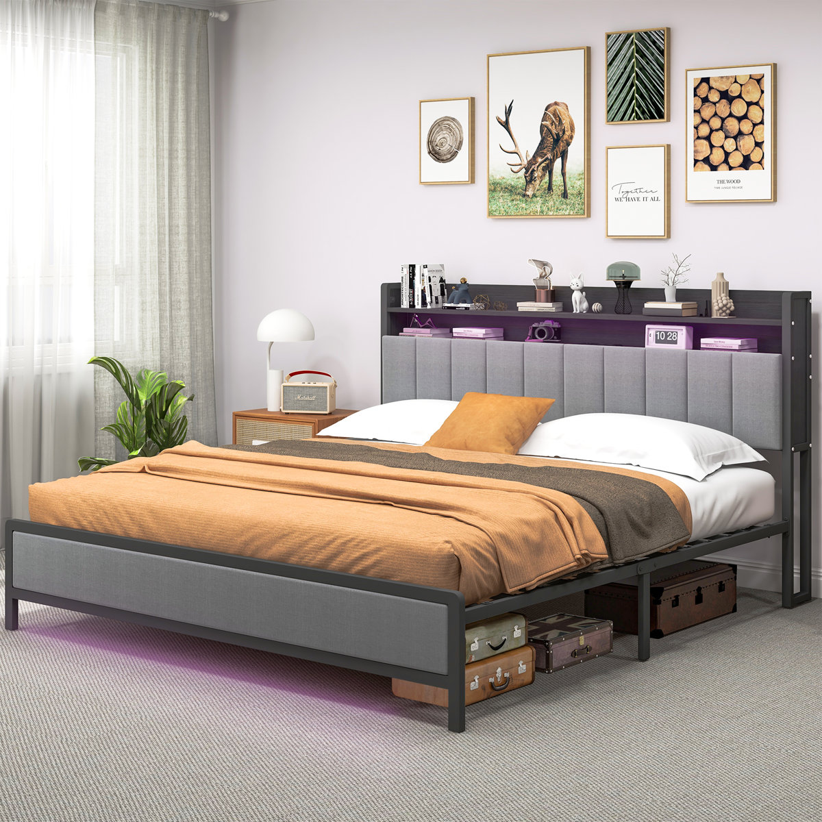 Wade Logan® Arlayne Upholstered Storage Bed with Storage Headboard ...