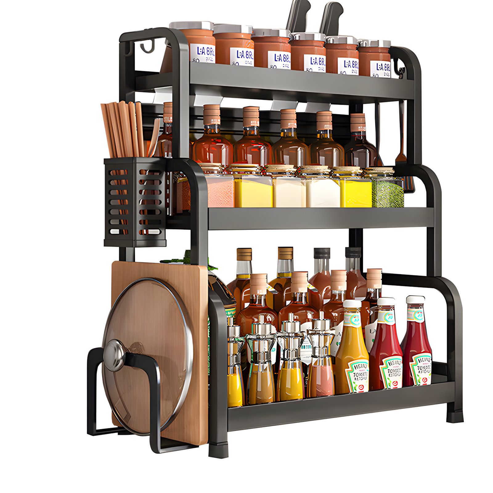 Prep & Savour Kitchen Spice Rack Organizer With Knife Holder And ...