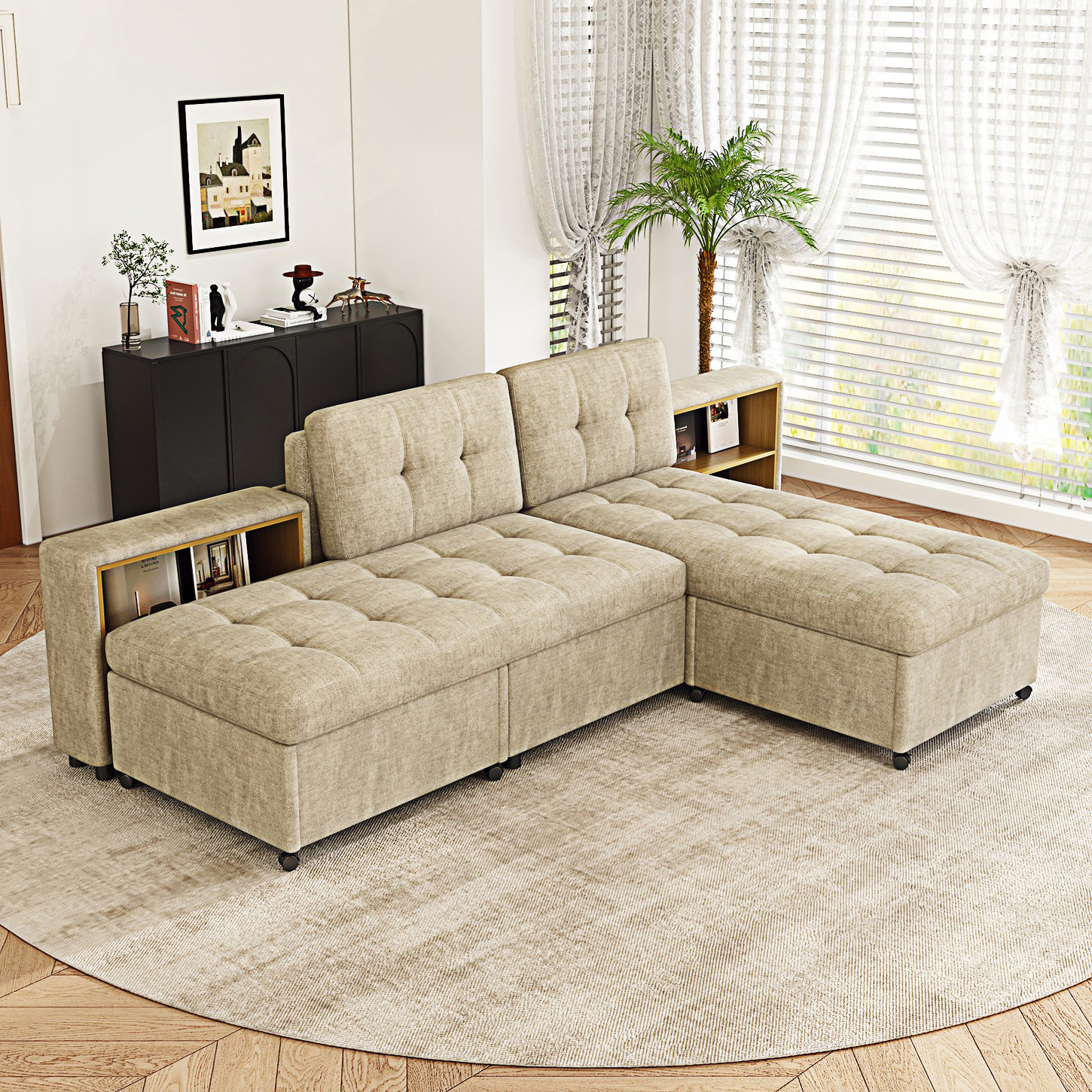 Latitude Run® Versatile Sofa Bed, Modular Sofa, Free-Combined Sofa With ...
