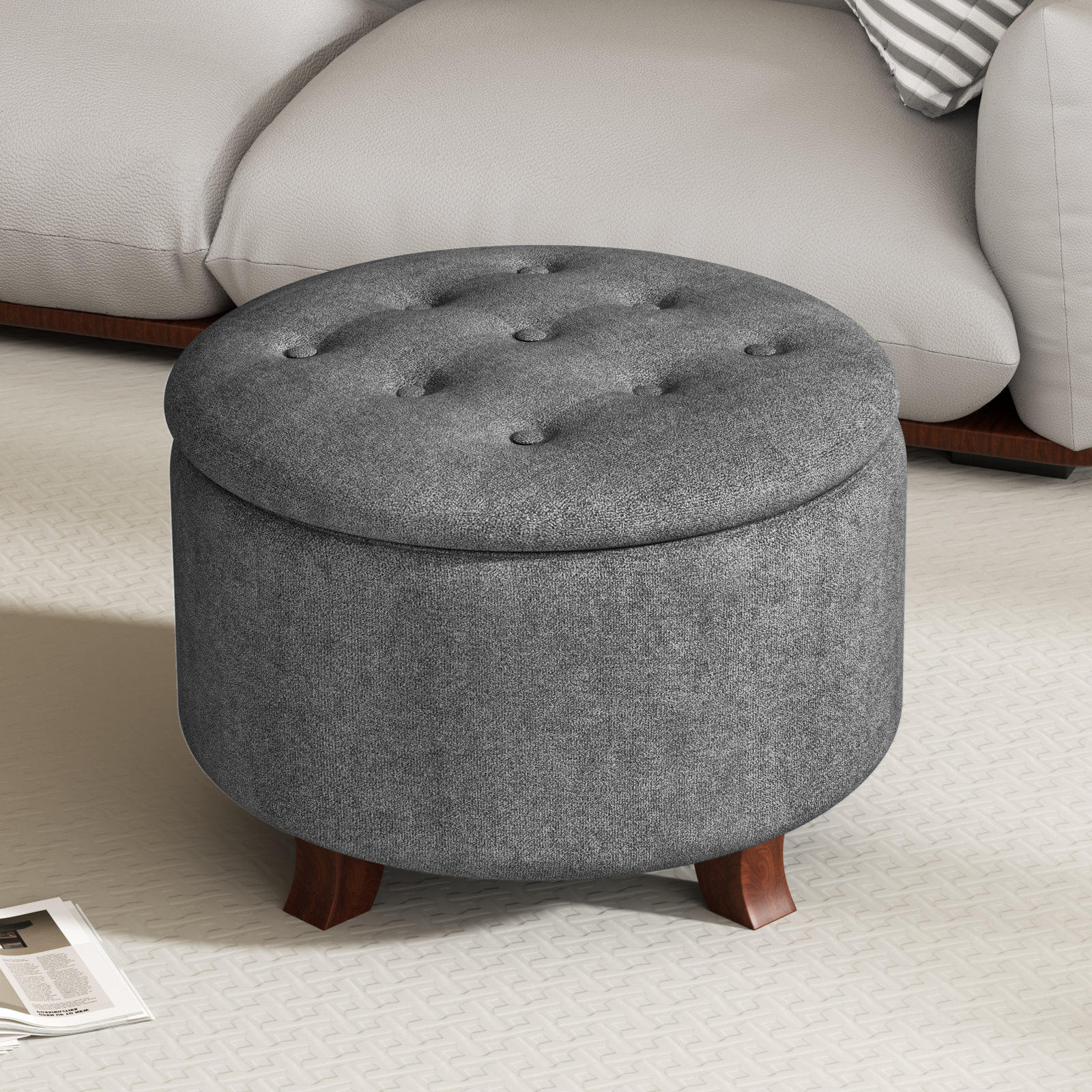 Red Barrel Studio® Upholstered Storage Ottoman Bench Button Tufted ...